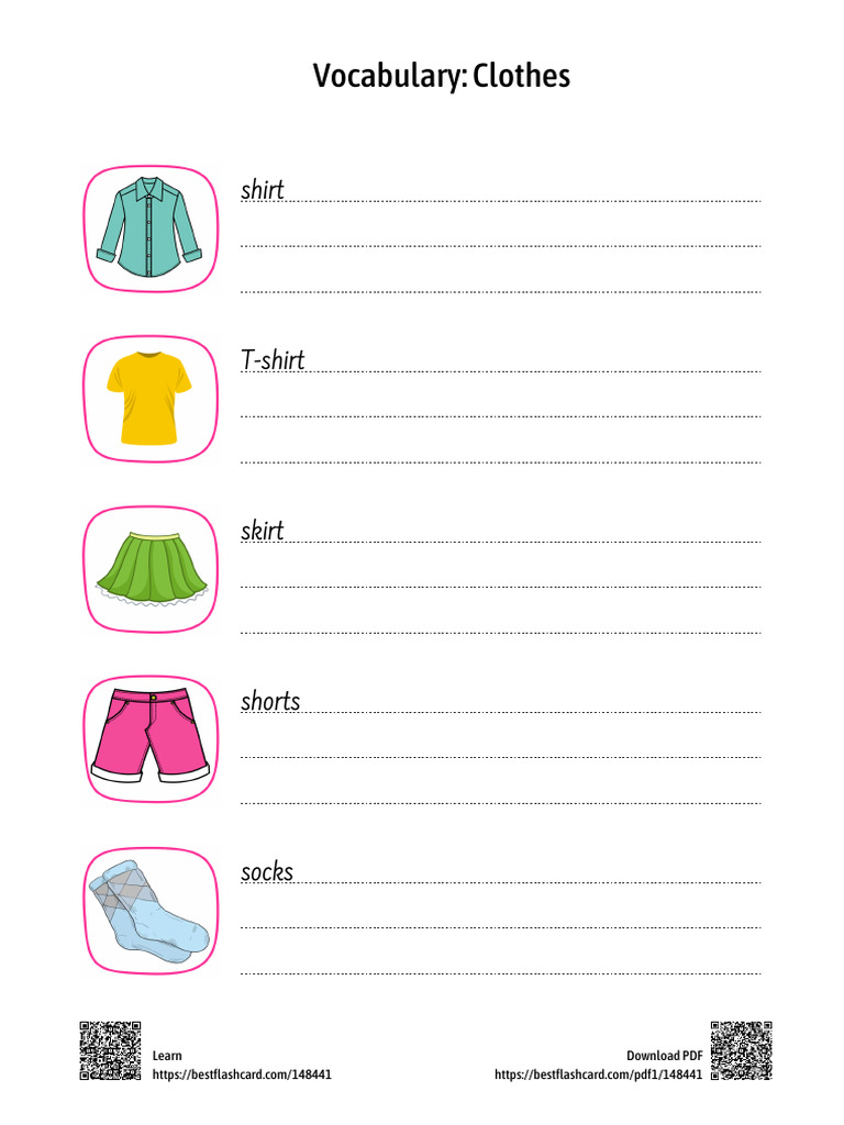 Vocabulary - Clothes | PDF