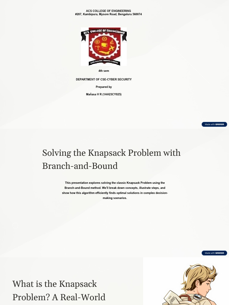 Solving The Knapsack Problem With Branch-And-Bound | PDF | Algorithms | Algorithms And Data ...