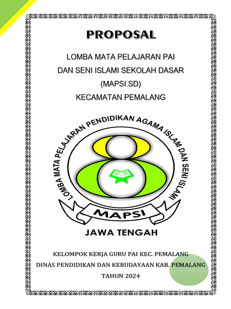 Proposal Dan Juknis Mapsi - SD 2024 Kec. Pemalang | PDF