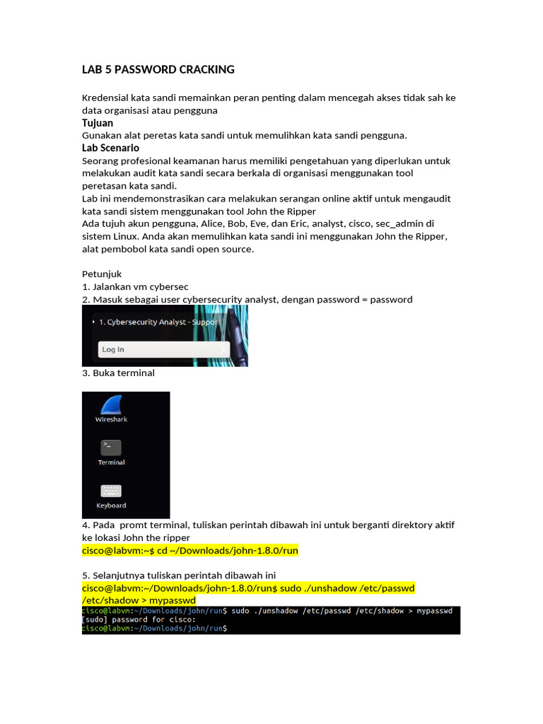 Lab 5 Password Cracking | PDF