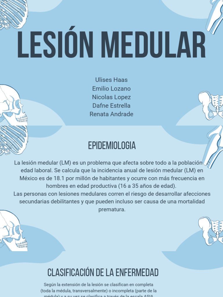 lesión medular | PDF | Lesión de la médula espinal | Enfermedades y trastornos humanos
