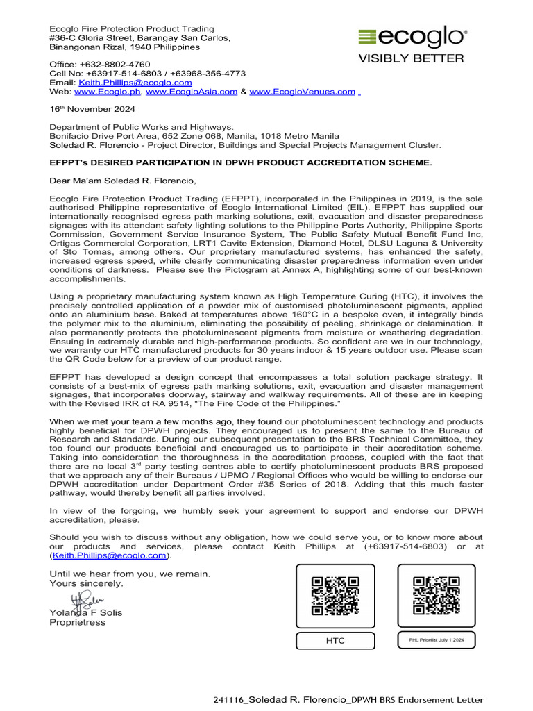 Soledad R. Florencio - DPWH Brs Endorsement Letter | PDF | Materials