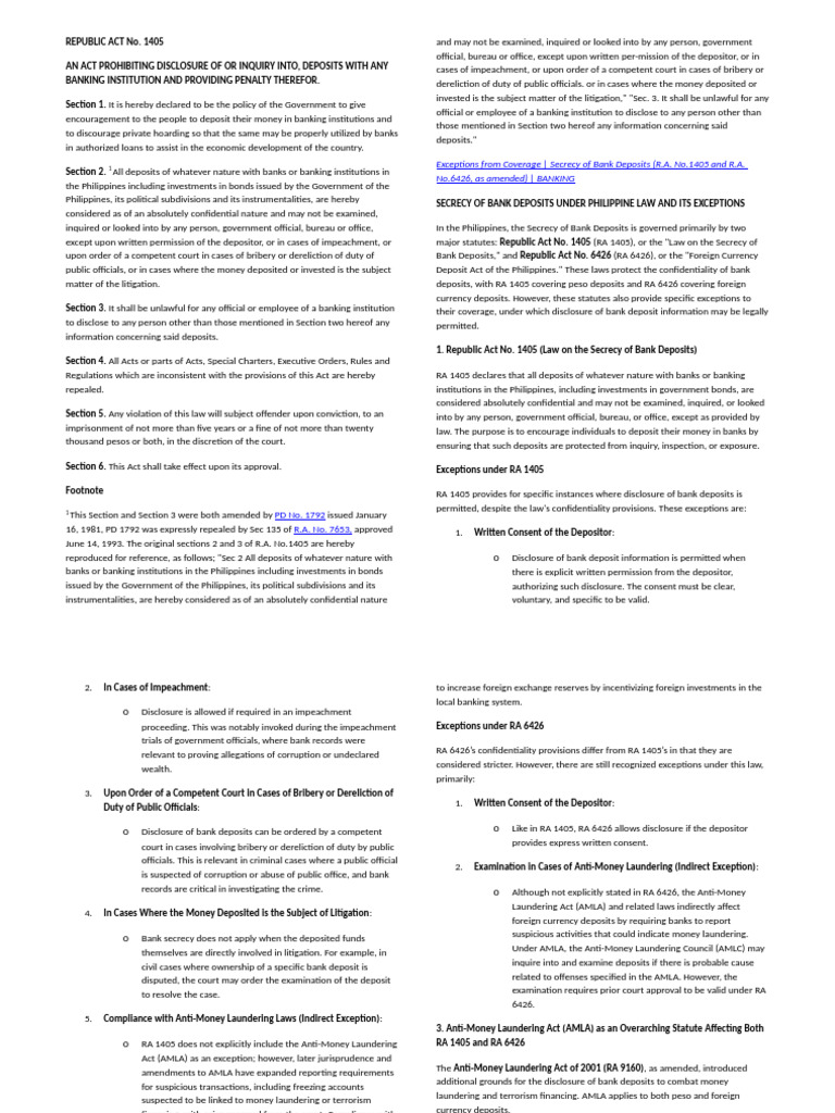 Ra 1405 | PDF | Banks | Money Laundering
