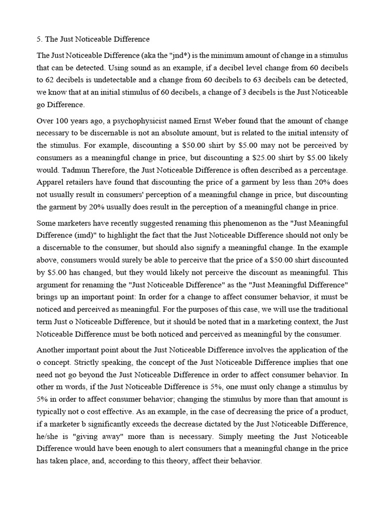 The Just Noticebale Difference | PDF | Marketing | Economies