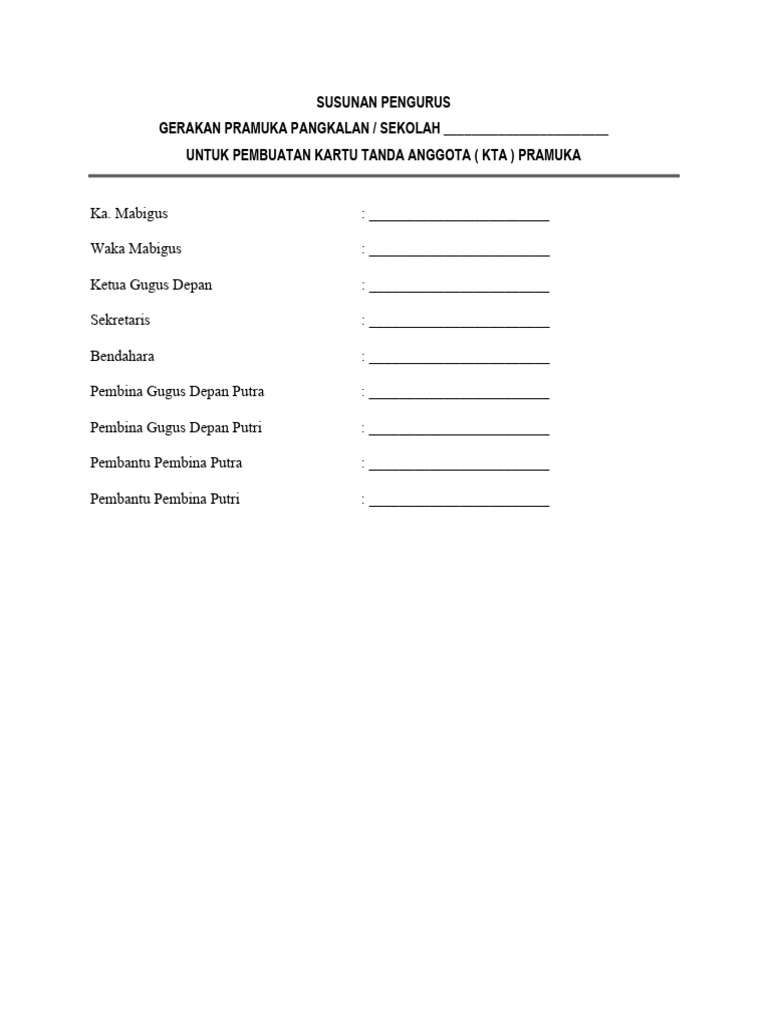 Susunan Pengurus Gudep Pramuka | PDF