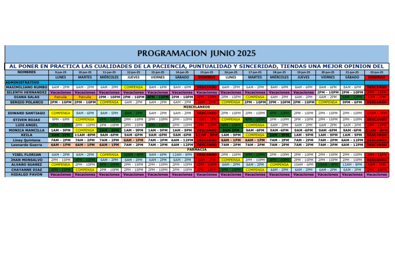 Horario Junio Q2 | PDF