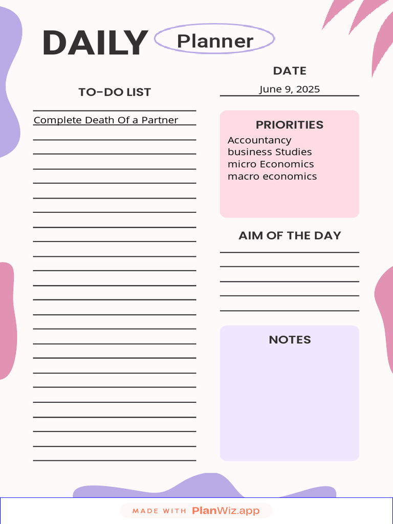 PlanWiz Daily Tasks and Priorities Management Planner | PDF