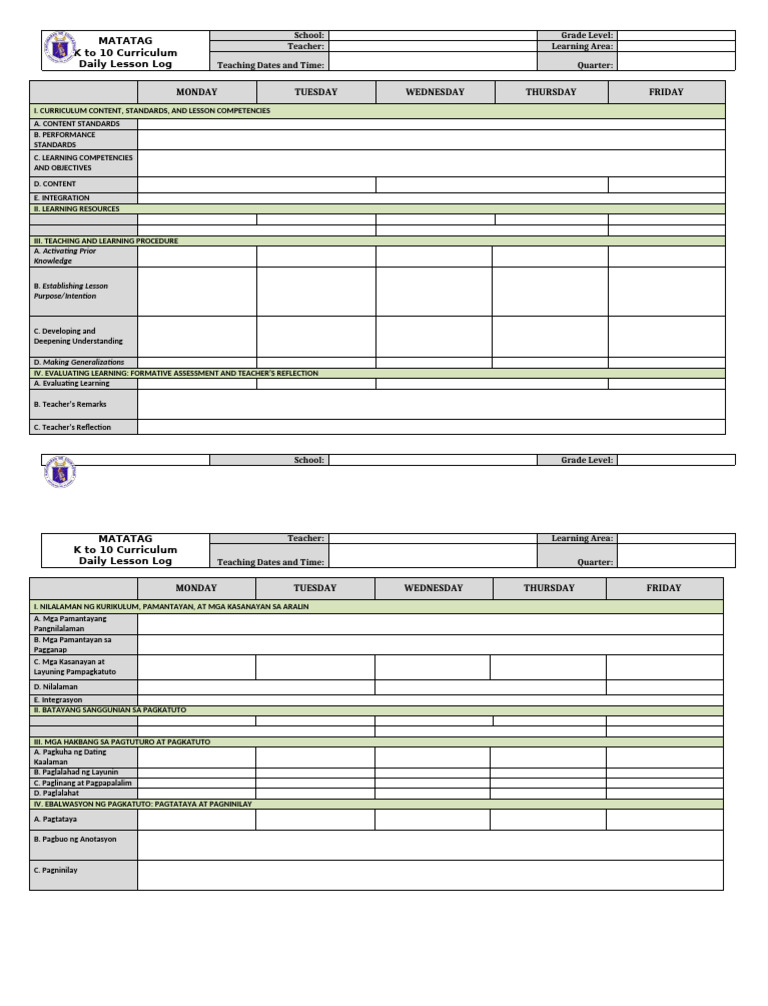 DLL-MATATAG Template | PDF