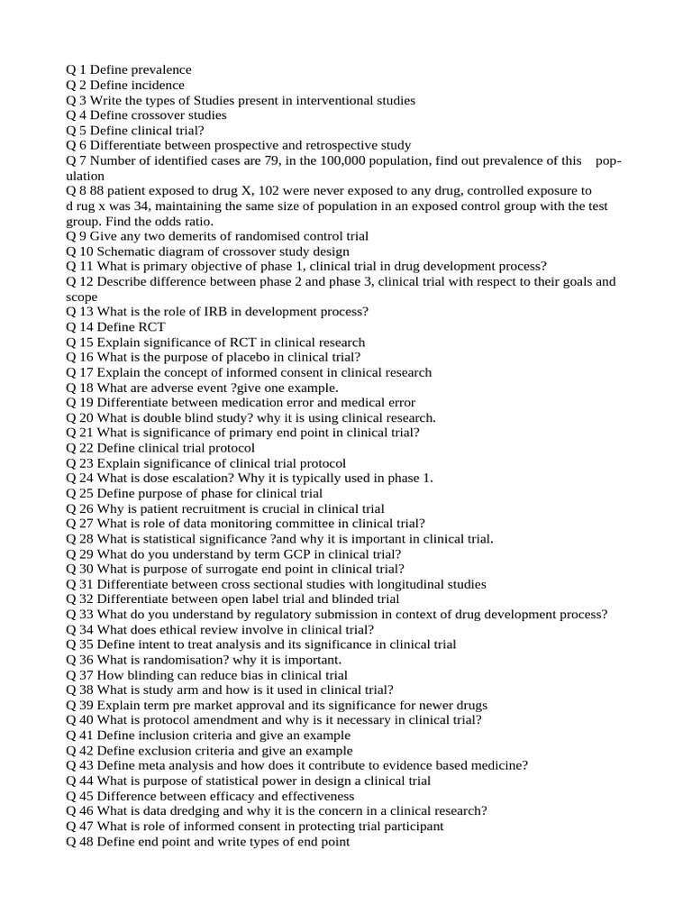 Clinical Research Question | PDF | Clinical Trial | Phases Of Clinical ...