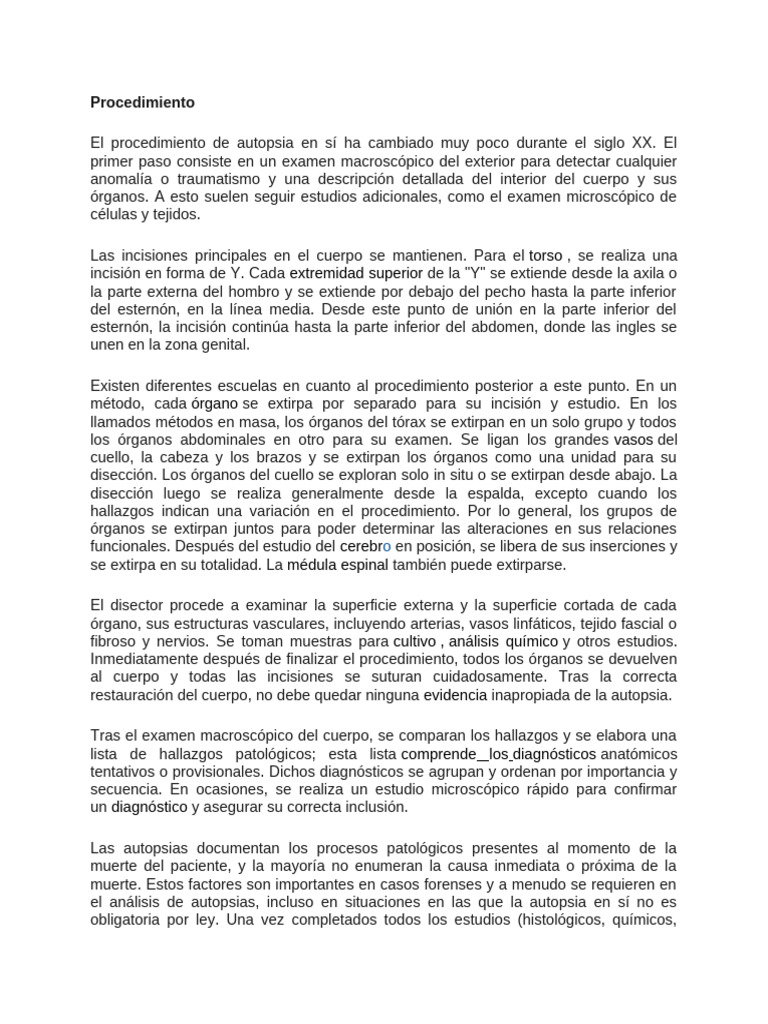 Procedimiento de Autopsia Forense | PDF | Autopsia | Abdomen