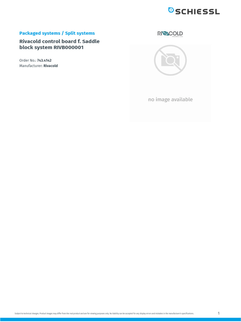 Rivacold Control Board F. Saddle Block System RIVB000001: Packaged ...