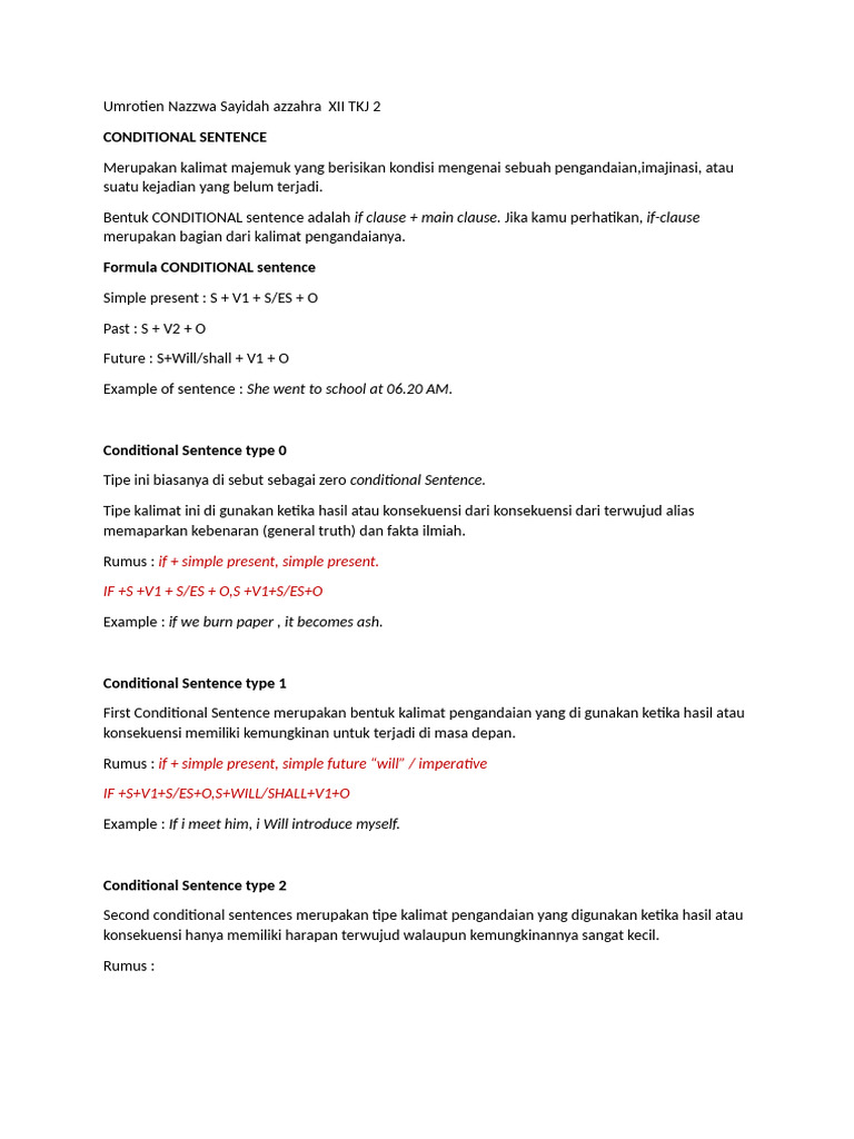 Summary Conditional | PDF