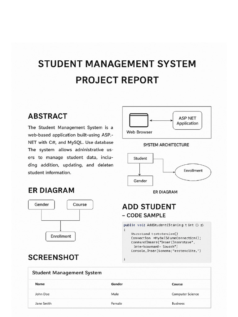 Student Management System Project Report With Diagrams | PDF