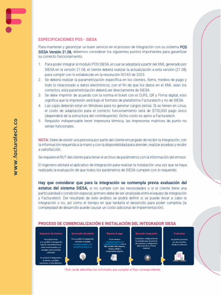 Especificaciones Pos - Siesa | PDF | Servidor (Computación) | Sistema operativo