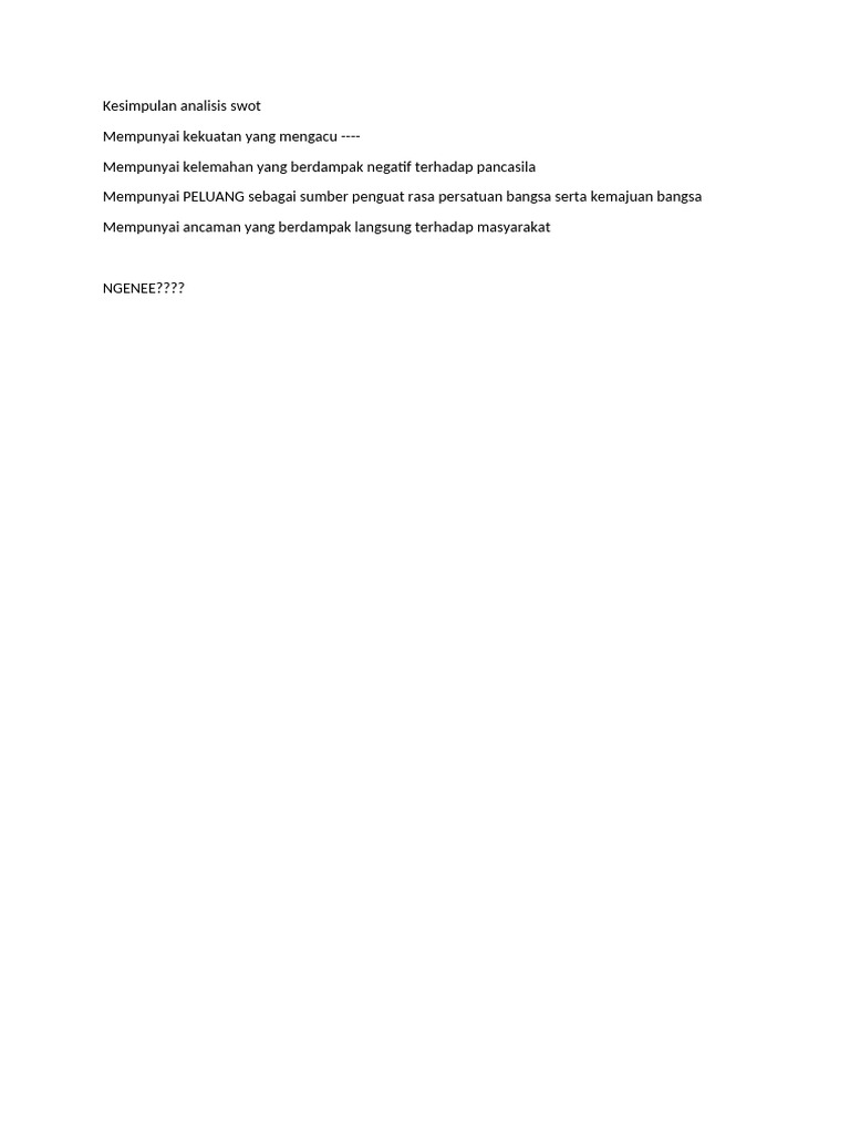 Kesimpulan Analisis Swot | PDF
