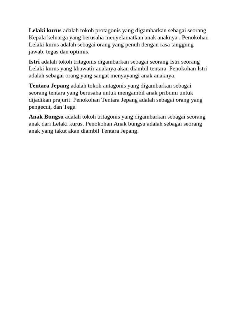 Lelaki Kurus Adalah Tokoh Protagonis Yang Digambarkan Sebagai Seorang ...