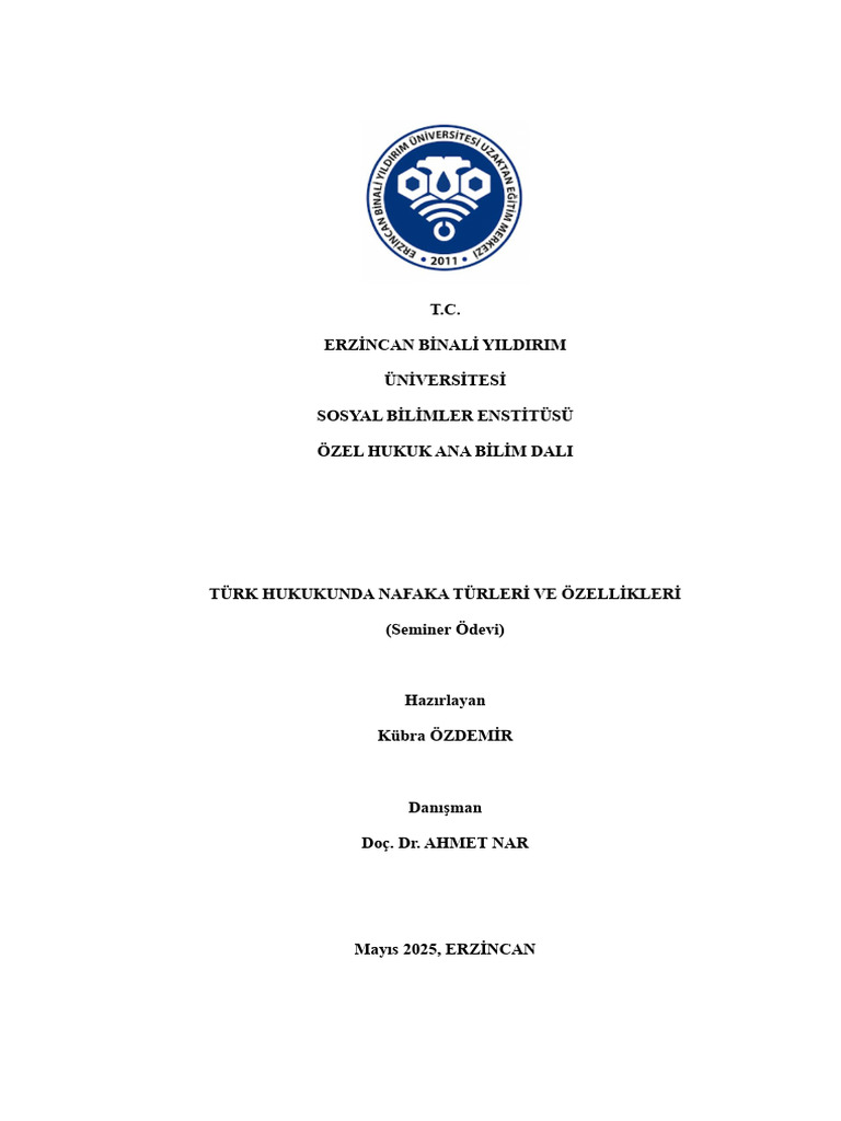 Türk Hukukunda Nafaka Türleri Ve Özellikleri | PDF
