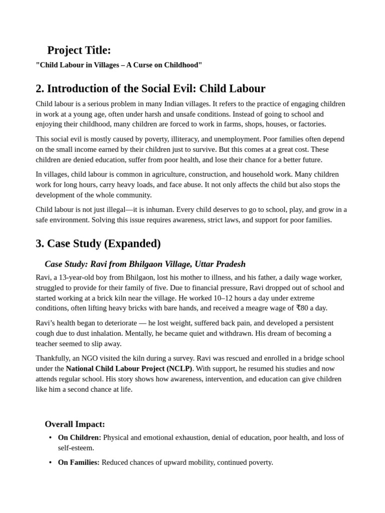 Child Labour Crisis in Indian Villages | PDF | Child Labour | Social Policy