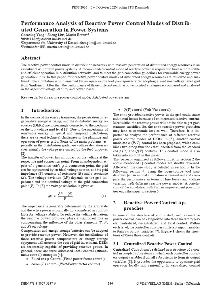 Reactive Power Control in Power Systems | PDF | Electrical Grid ...
