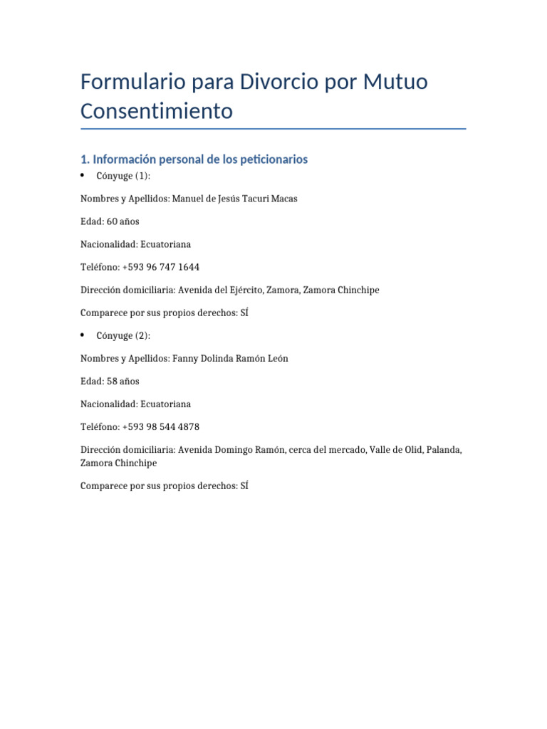 Formulario de Divorcio a los 60 Años | PDF