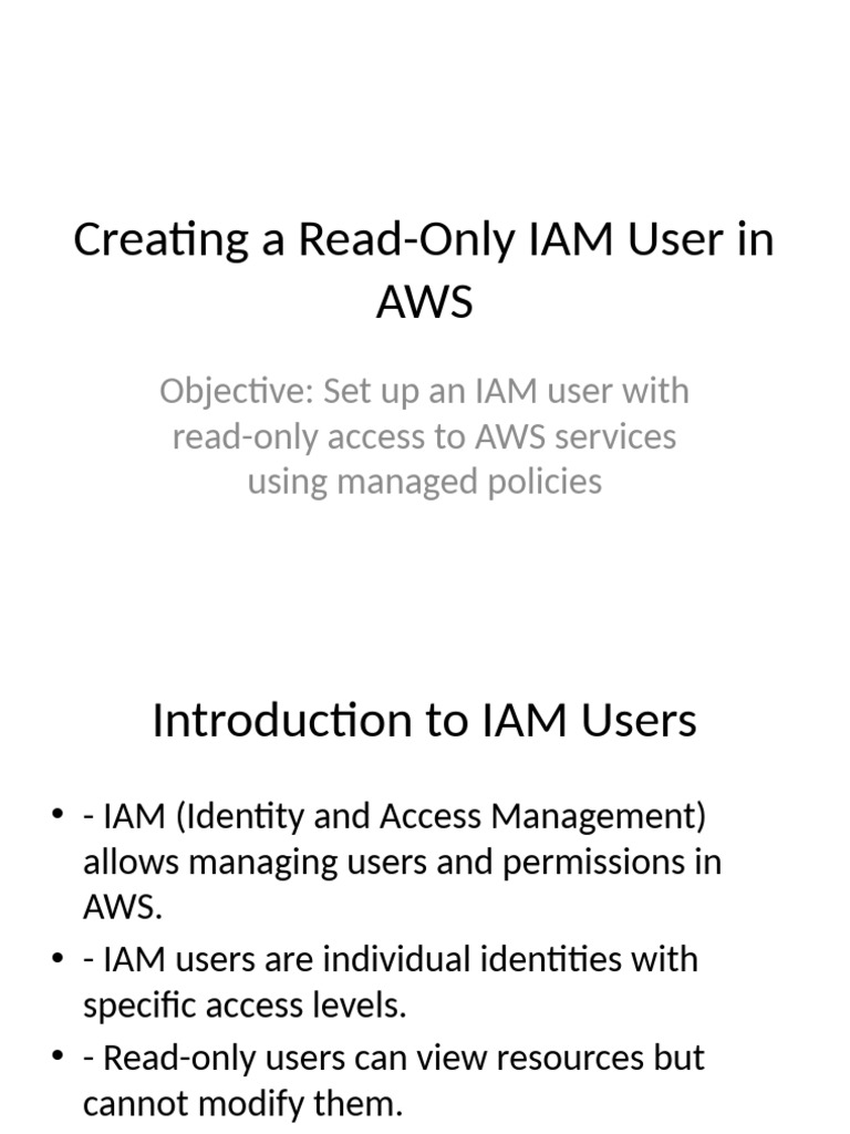 Creating ReadOnly IAM User | PDF