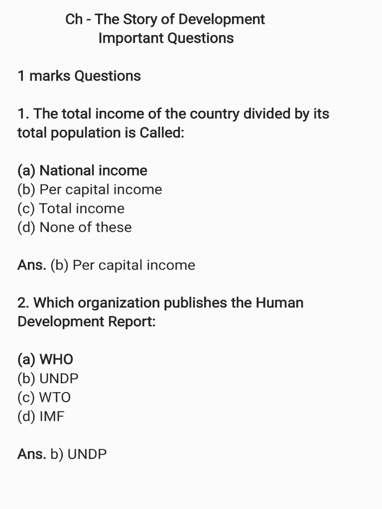 CH - Development Important Questions | PDF