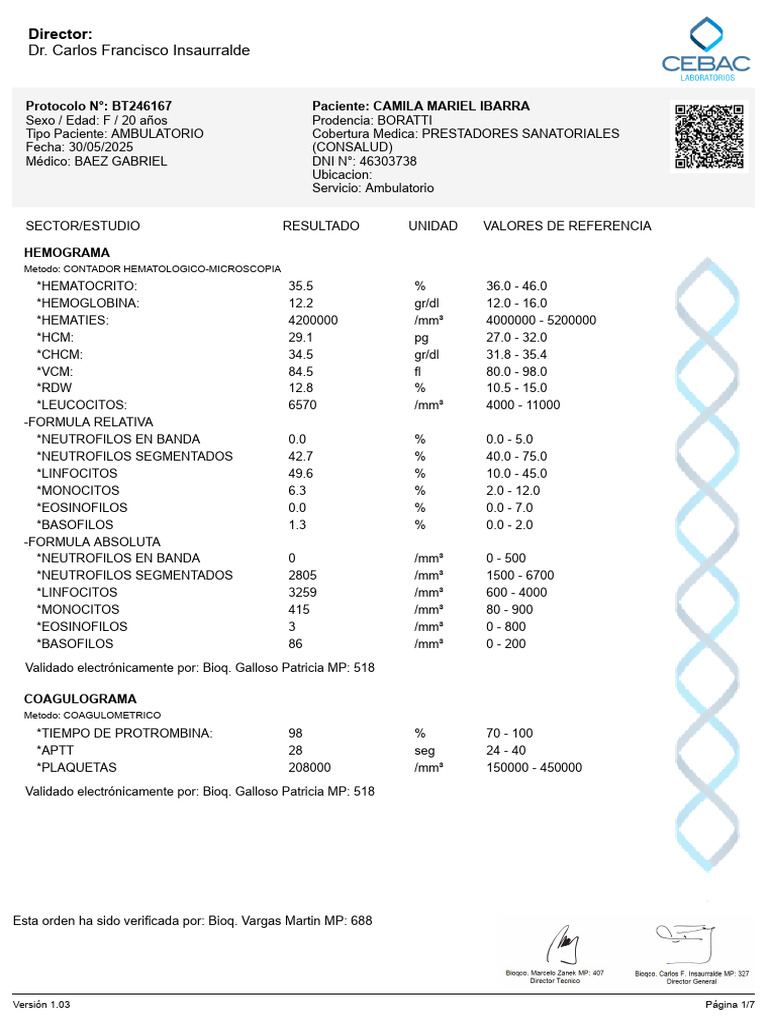 Informe de Resultados - Orden_ BT246167 | PDF | Colesterol | Especialidades Medicas