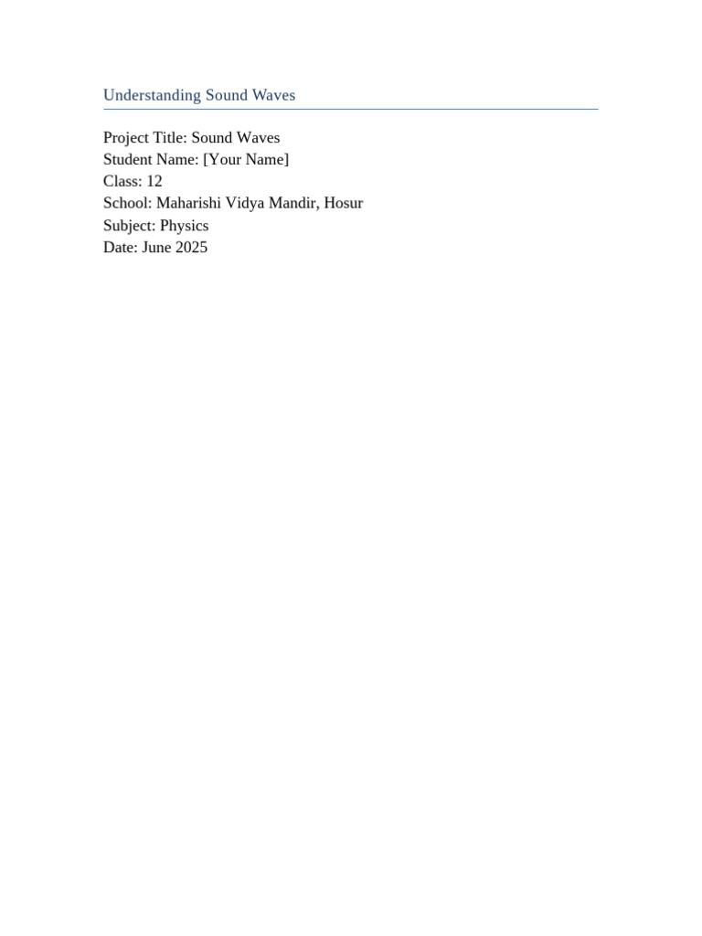 Sound Waves: Properties and Applications | PDF