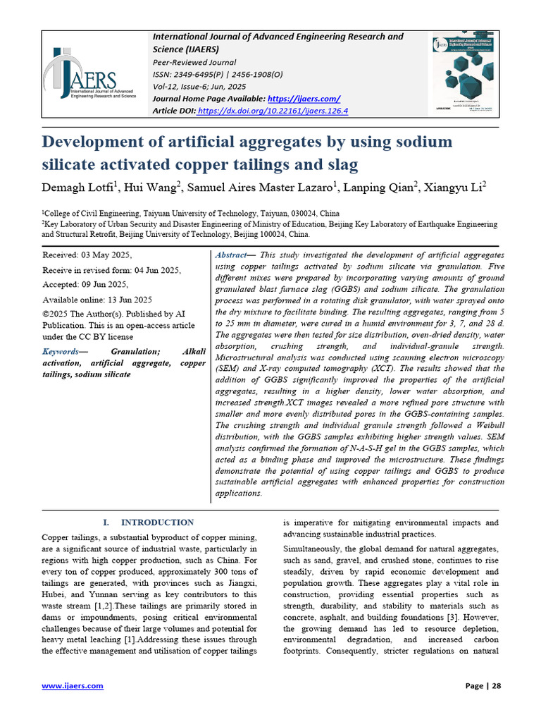 Development of Artificial Aggregates by Using Sodium Silicate Activated ...