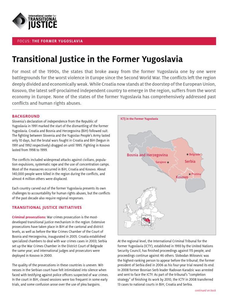 ICTJ FormerYugoslavia Justice Facts 2009 English | PDF | Bosnia And ...