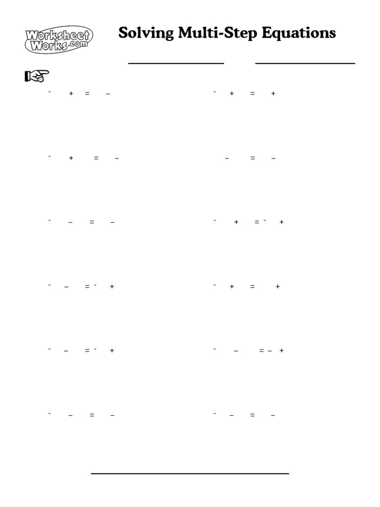 Multi-Step Equation Worksheet | PDF | Mathematical Objects | Equations