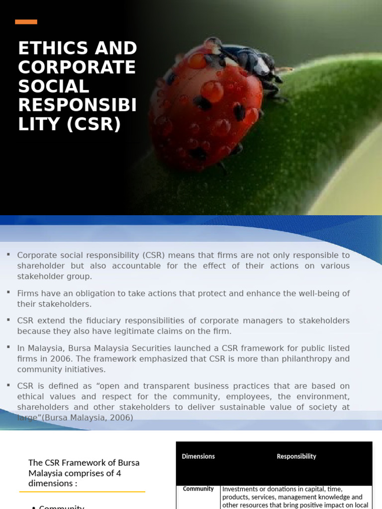 CH 5 - Ethics and Corporate Social Responsibility (CSR) | PDF ...