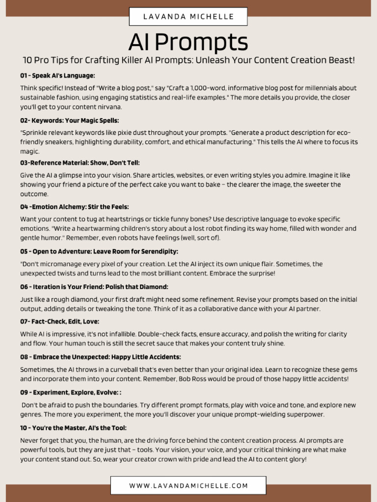 10 Pro Tips For Crafting Killer AI Prompts | PDF