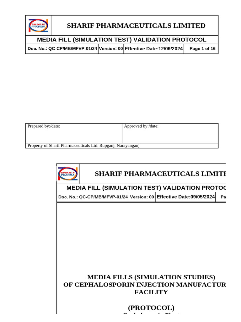 Media Fill Validation Protocol for Cephalosporin | PDF | Pharmaceutical ...