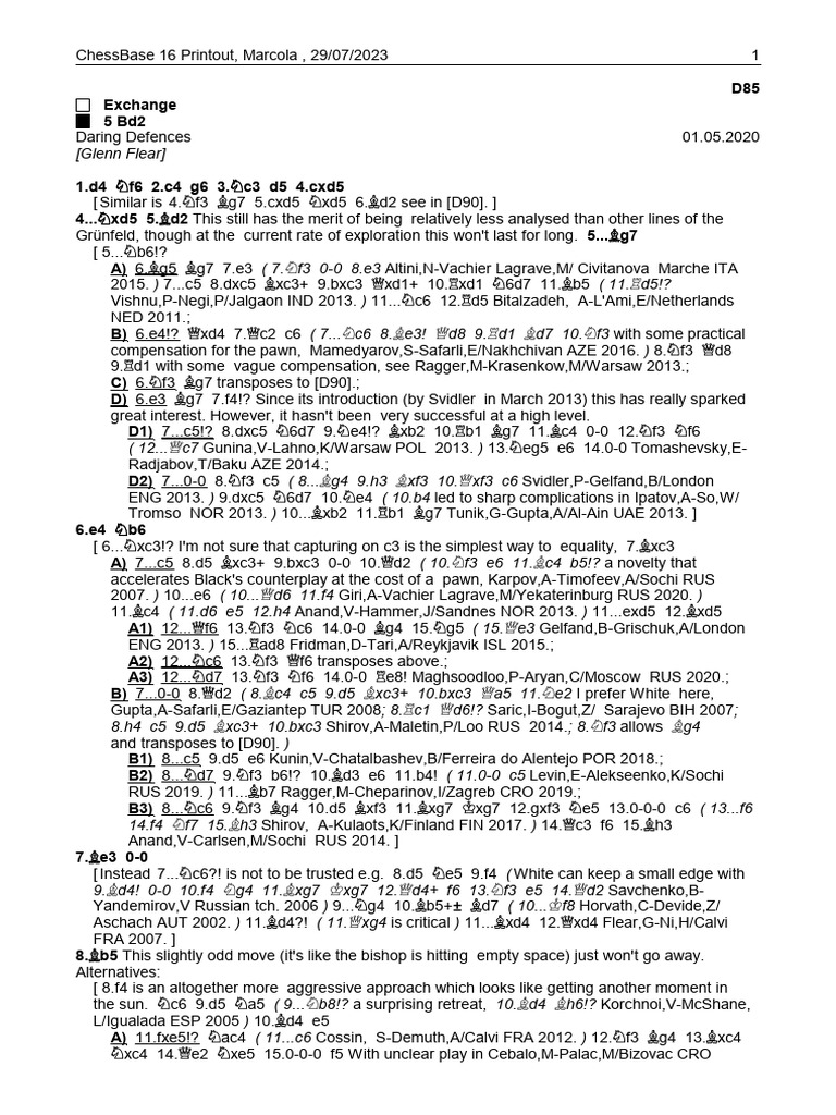 Grunfeld D85 Bd2 ChessPub | PDF | Chess Openings | Chess Theory