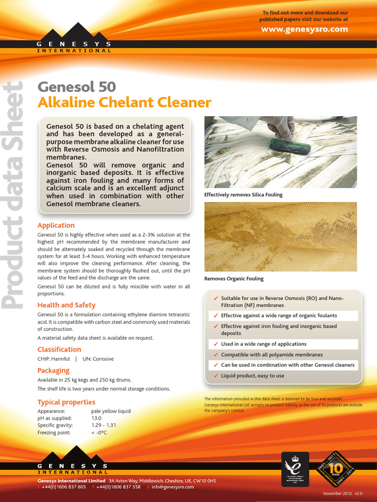 Genesol 50 | PDF | Membrane | Secondary Sector Of The Economy