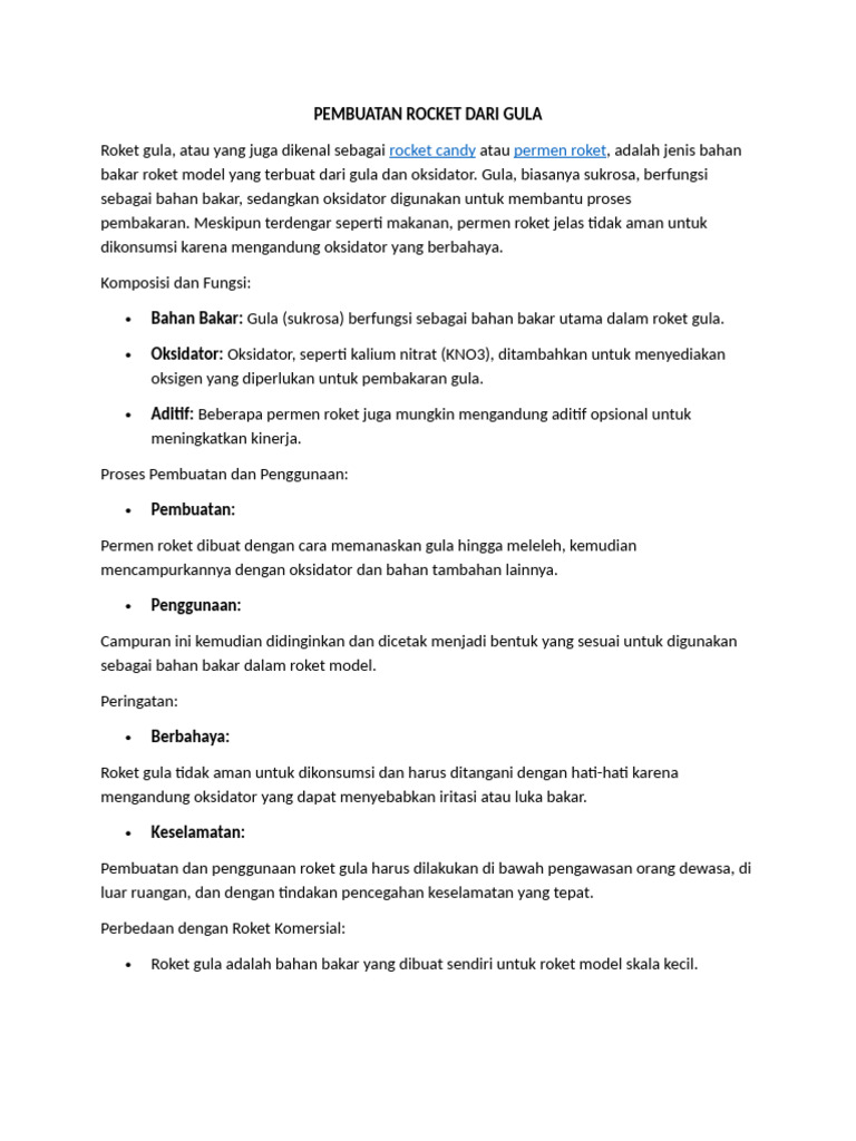 Pembuatan Rocket Dari Gula | PDF