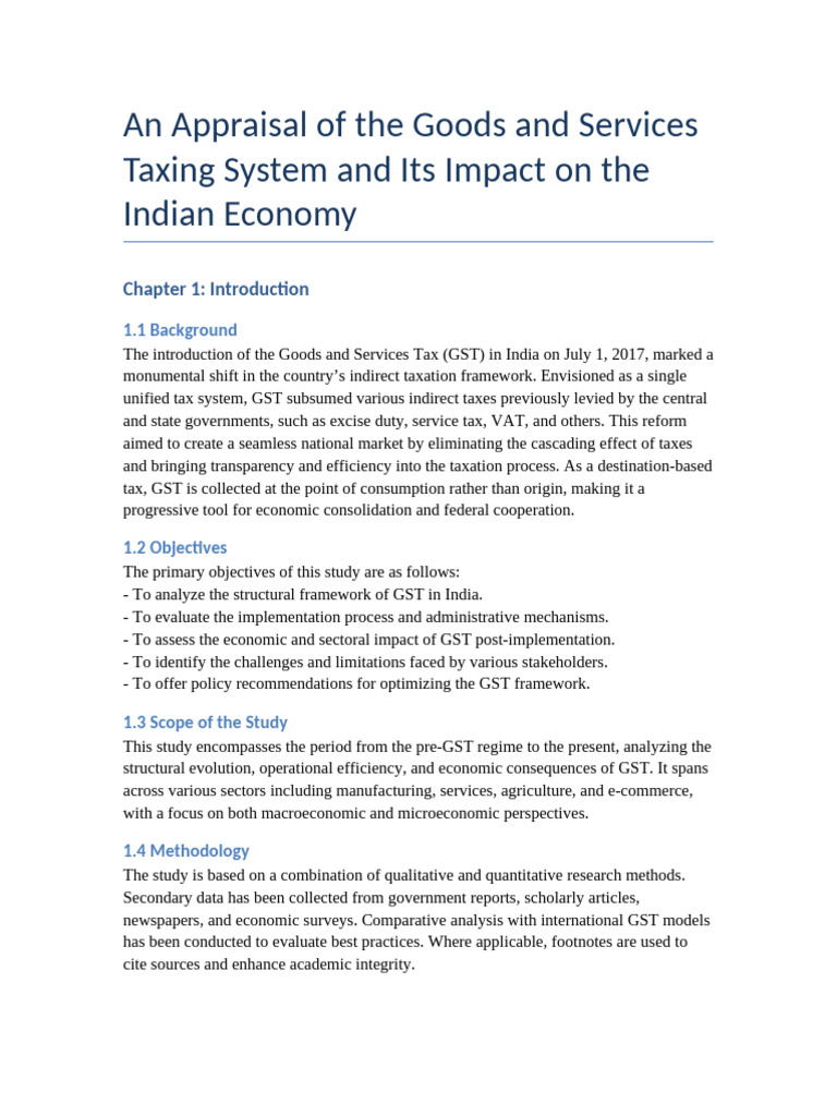 GST Project Chapter 1 Introduction | PDF