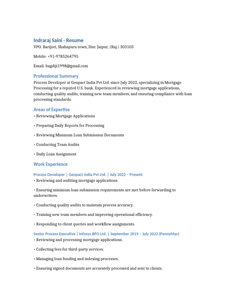 Updated Resume Indraraj Saini | PDF