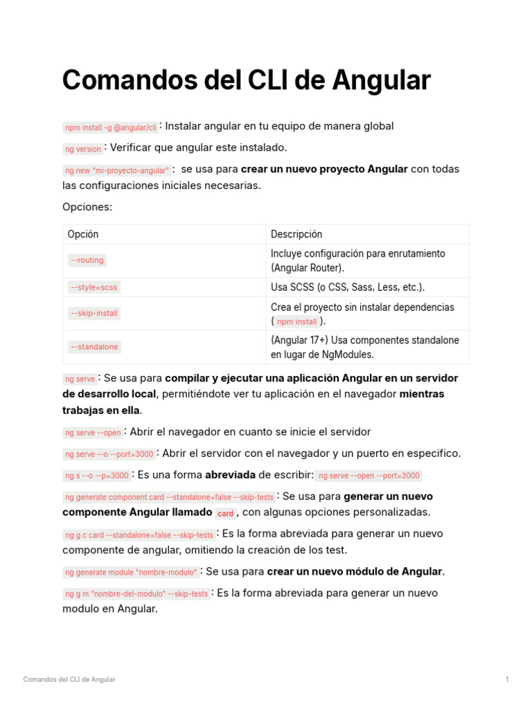 Comandos Del CLI de Angular | PDF | Informática | Software