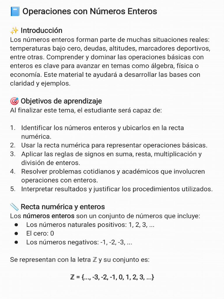 Operaciones Con Enteros | PDF