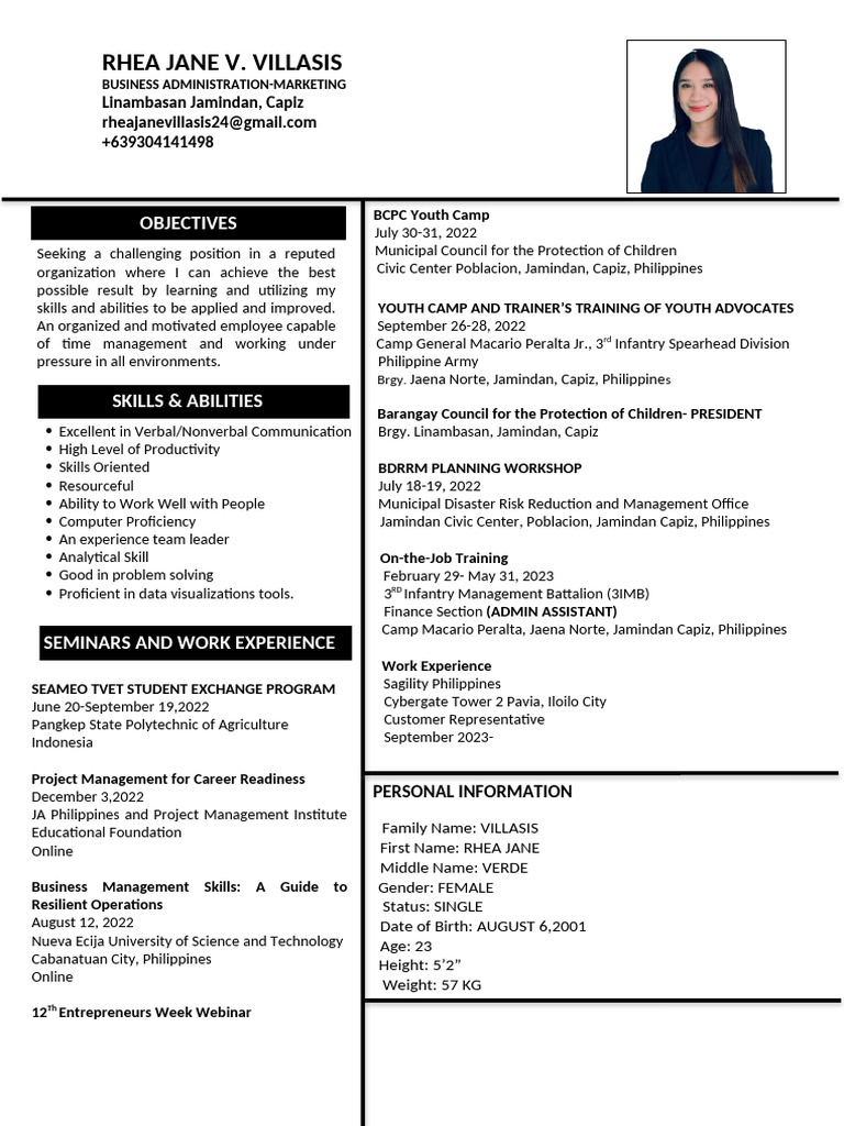 Resume - Villasisresume Rhea Jane v. | PDF
