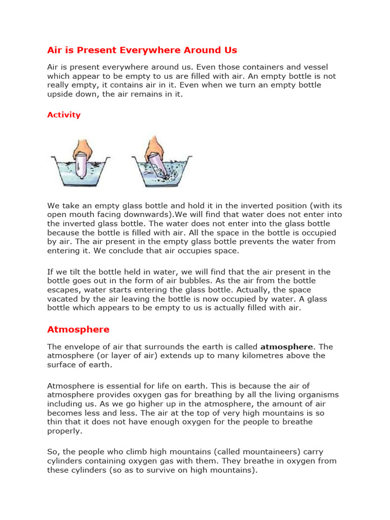 Air Is Present Everywhere Around Us | PDF