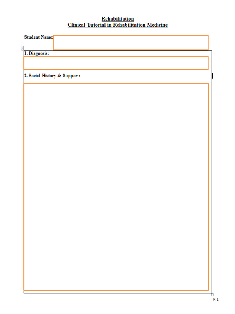 ICF Rehabilitation Care Plan - Template | PDF