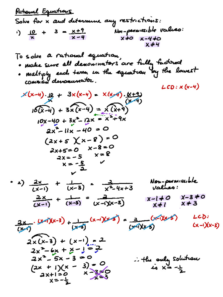 Rational Expressions and Equations 3 | PDF