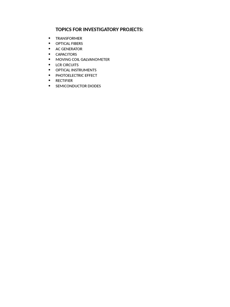 Topics For Investigatory Projects | PDF