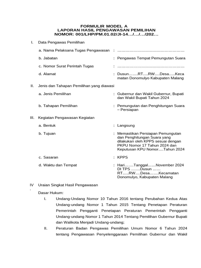 Formulir Model A Persiapan | PDF