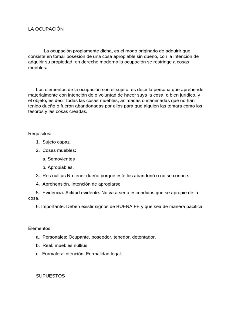 La Ocupacion | PDF | Propiedad | Posesión (Ley)