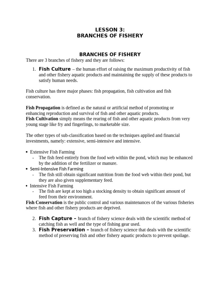 Overview of Fishery Branches | PDF