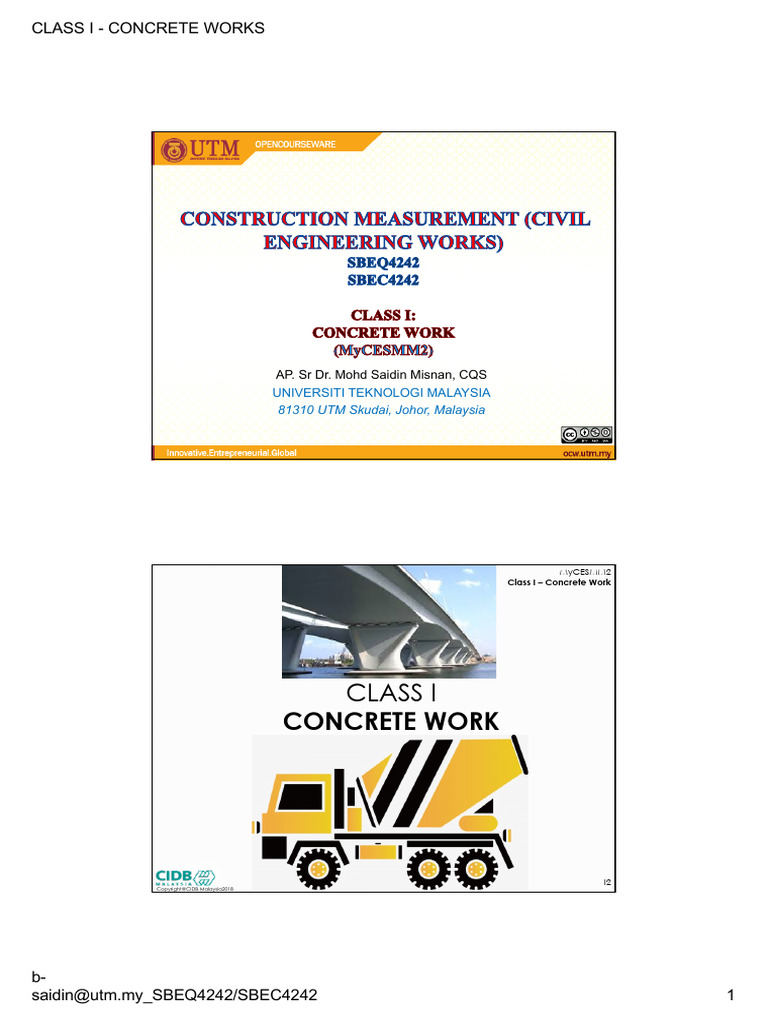 Class I Concrete Works Overview | PDF | Prestressed Concrete | Precast ...